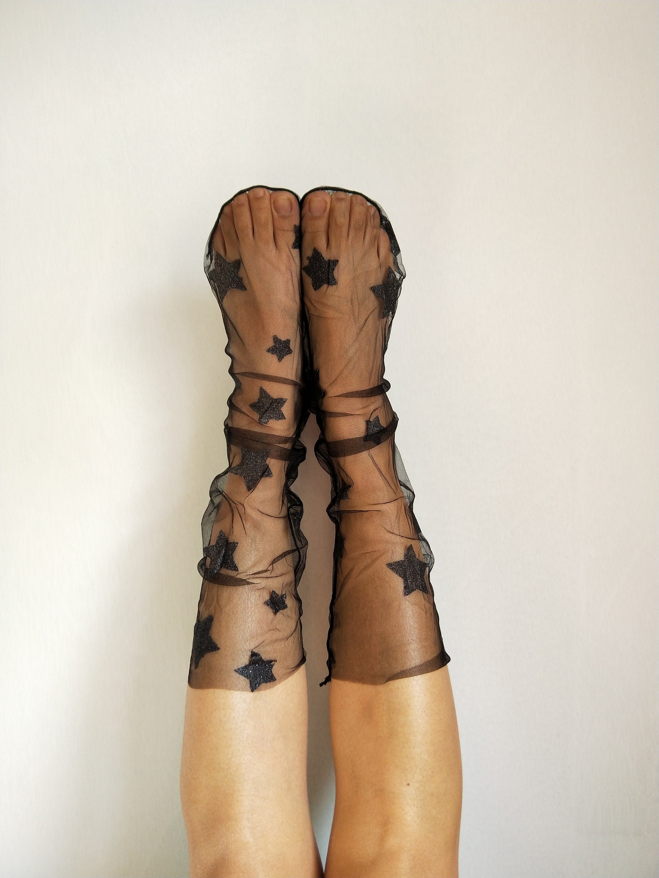Star Socks,star Tulle Socks,glitter Sheer Stocking,fashion Handmade ...