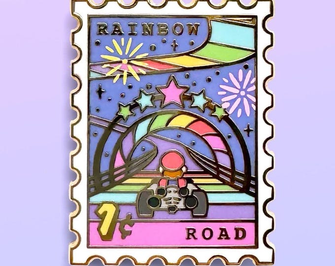 Rainbow Road Pin - Cute Stamp Pin - Gamer Pin - Video Game Pins - Lapel ...