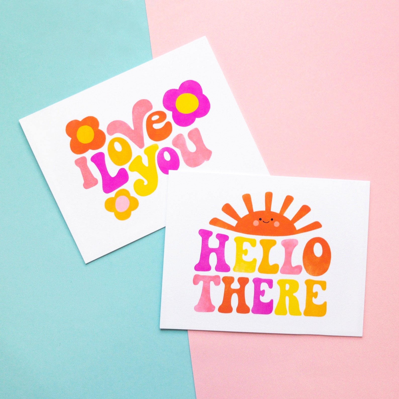 Hippy Card Vintage Greeting Card Hello Card Flower Power | Etsy