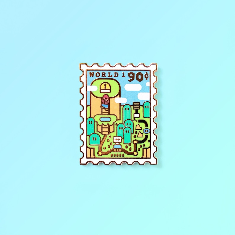 World 1 Enamel Pin Video Game Pin Retro Pins Mushroom - Etsy