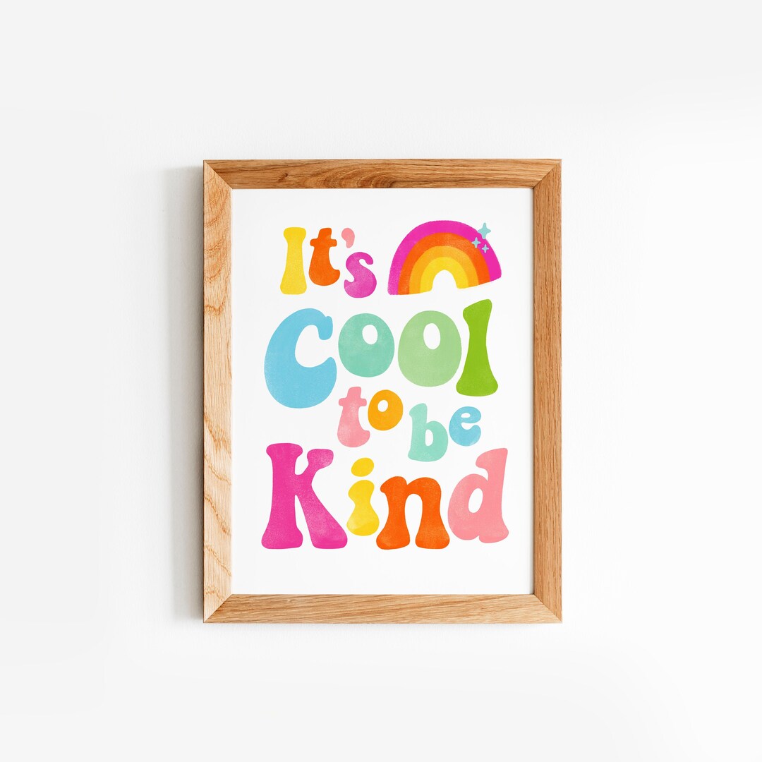 It's Cool to Be Kind Art Print Vintage Greeting Card Flower Power Card ...