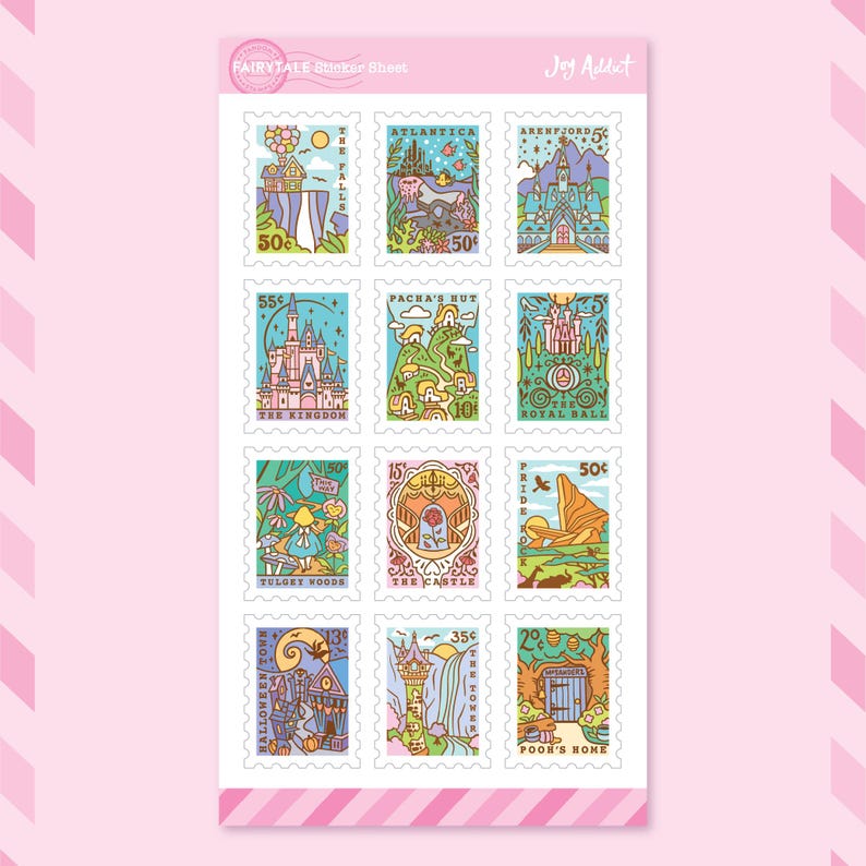 Fairytale Stamp Sticker Sheet: Matte Vinyl Scrapbooking Stickers - Etsy