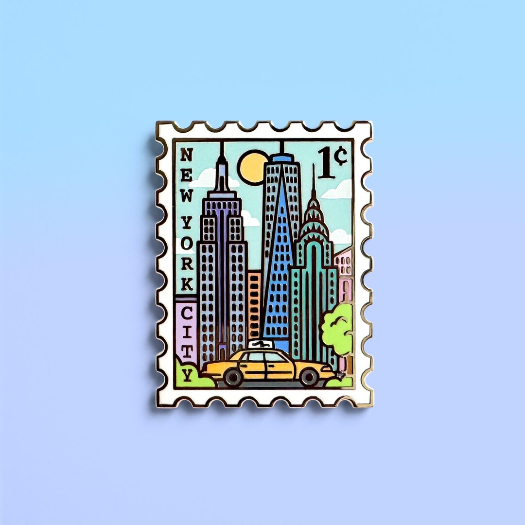 New York City Enamel Pin: Pastel Travel Stamp, NYC Souvenir - Etsy