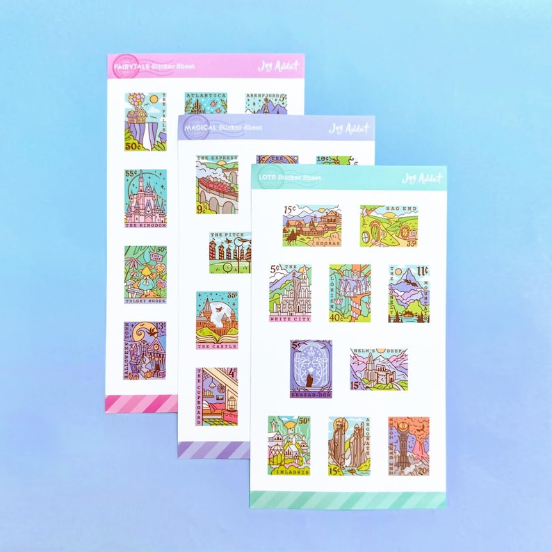 Fairytale Stamp Sticker Sheet: Matte Vinyl Scrapbooking Stickers - Etsy