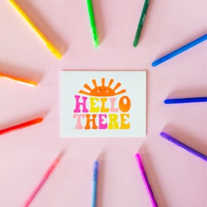 Hippy Card Vintage Greeting Card Hello Card Flower Power - Etsy