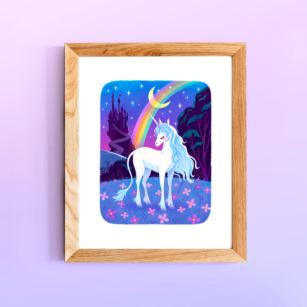Unicorn Rainbow Art Print: Fantasy Forest Illustration - Etsy