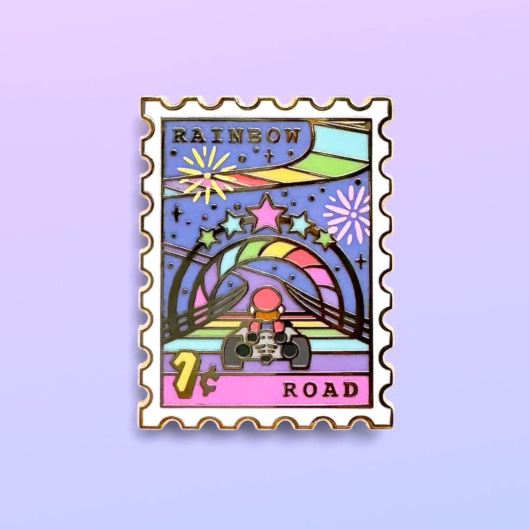 Rainbow Road Pin - Cute Stamp Pin - Gamer Pin - Video Game Pins - Lapel ...