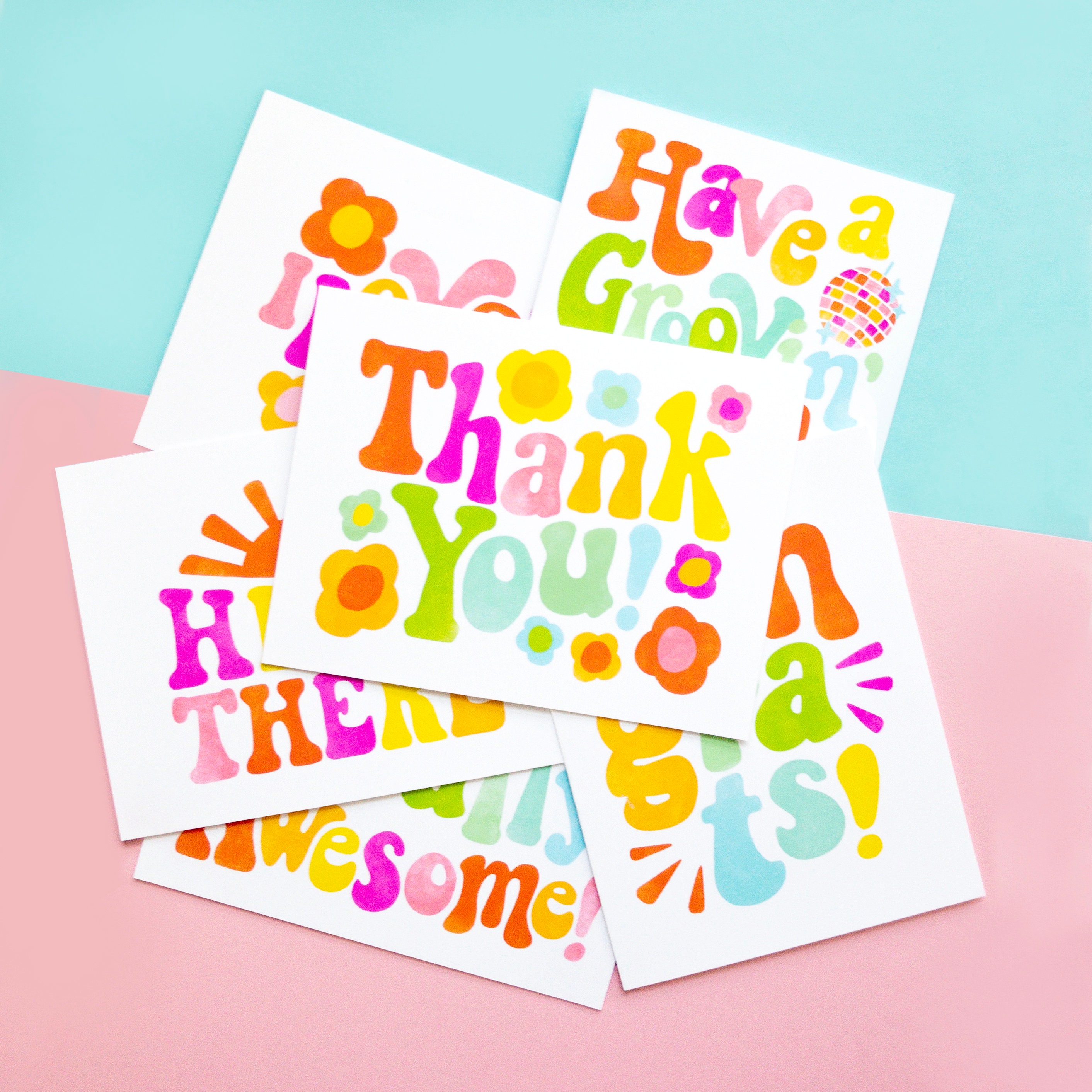 Hippy Thank You Card Vintage Greeting Card Flower Power | Etsy