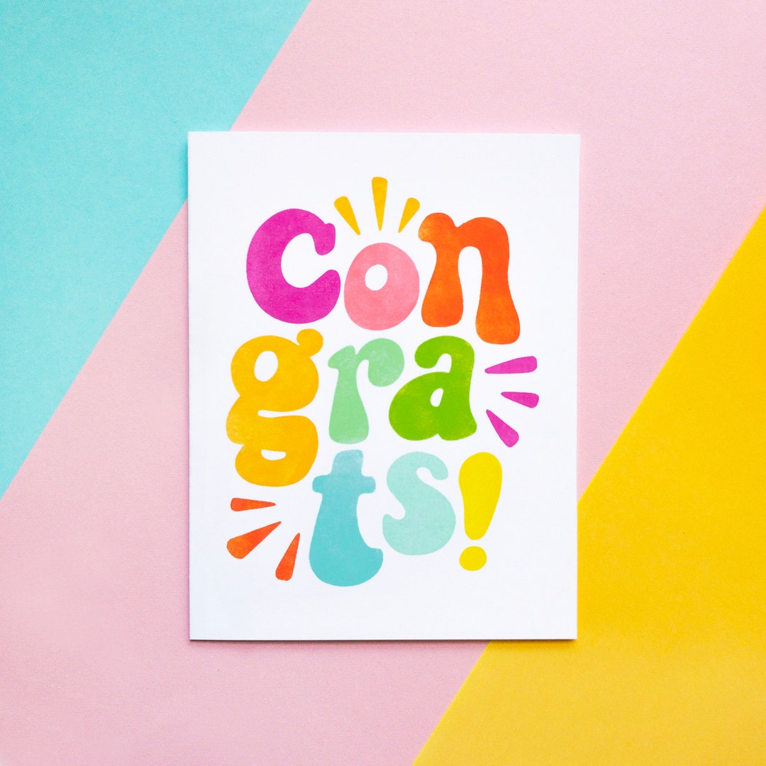 Hippy Congrats Card Colorful Card Congratulations Card - Etsy