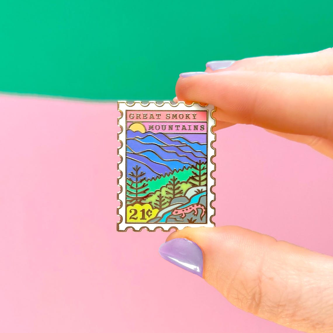 Great Smoky Mountains Enamel Pin - Travel Tennessee Stamp Pins - Pastel ...