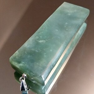 Hand Carved Chatoyant Nephrite Jade Pendant. 925 Sterling Silver Bail ...
