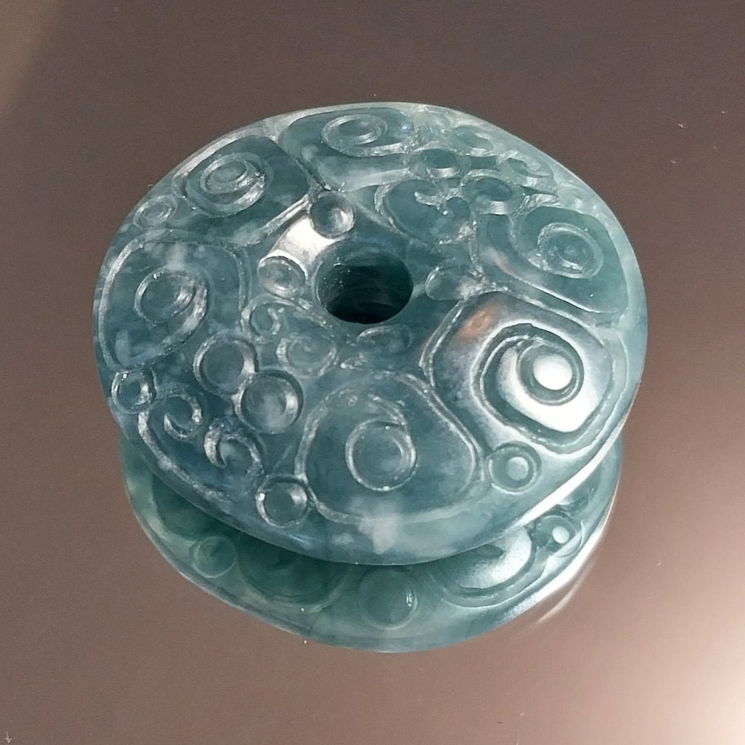 Hand Carved Blue Guatemalan Jadeite Pi-disc Pendant. - Etsy