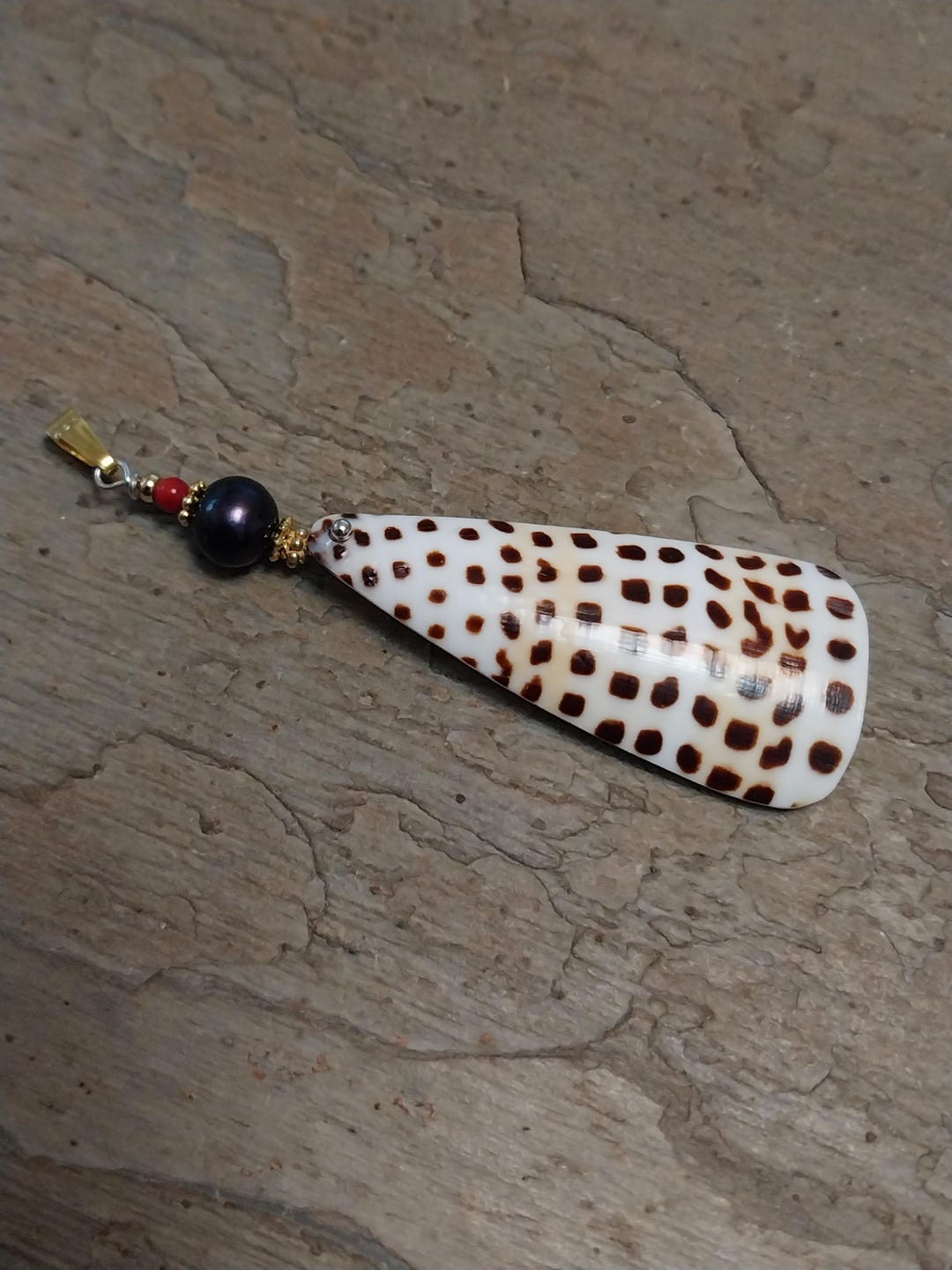 Hand Carved Leopard Cone Shell Pendant. - Etsy