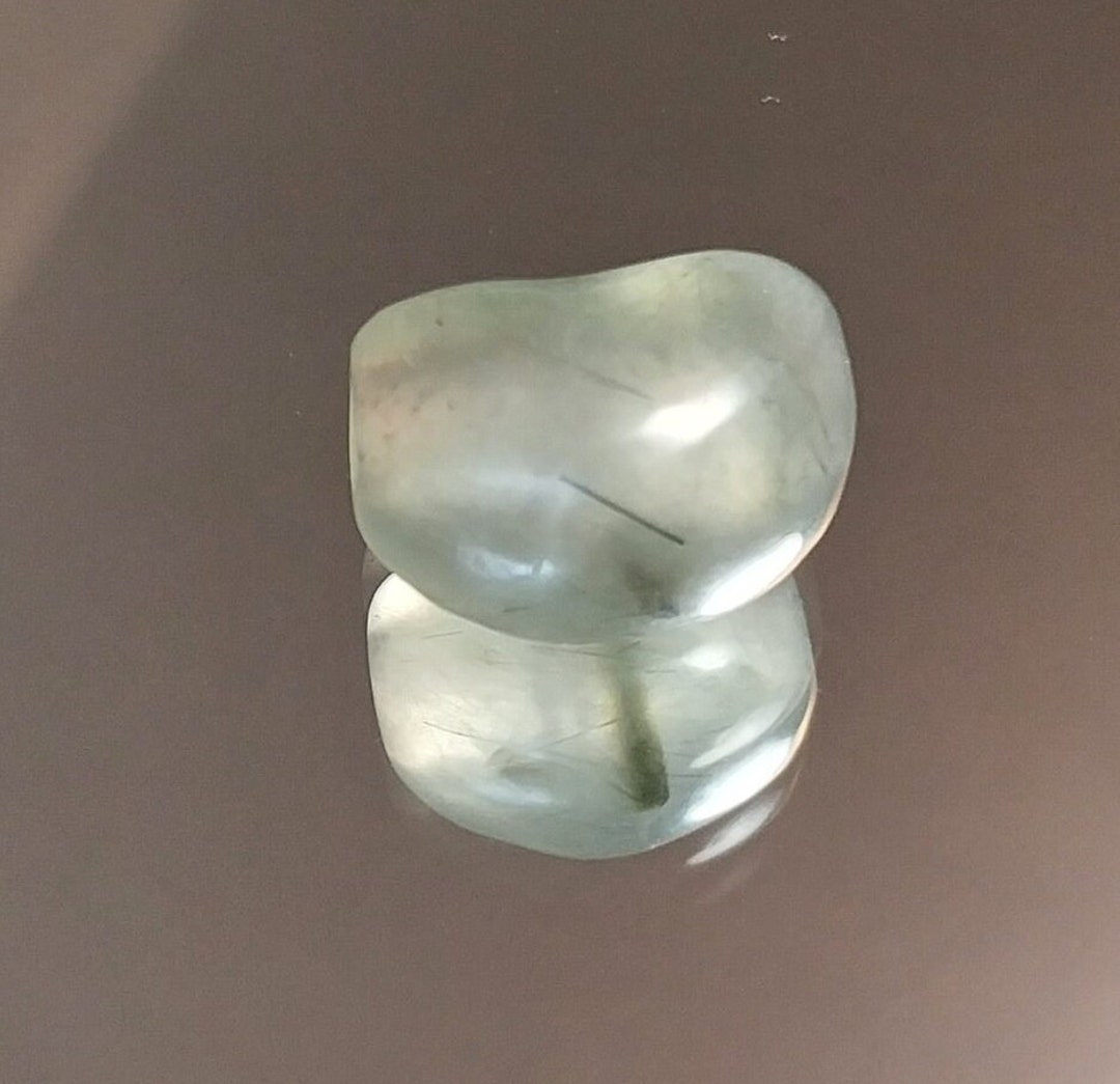 Hand Carved Green Rutilated Quartz Jelly Bean Bead. - Etsy