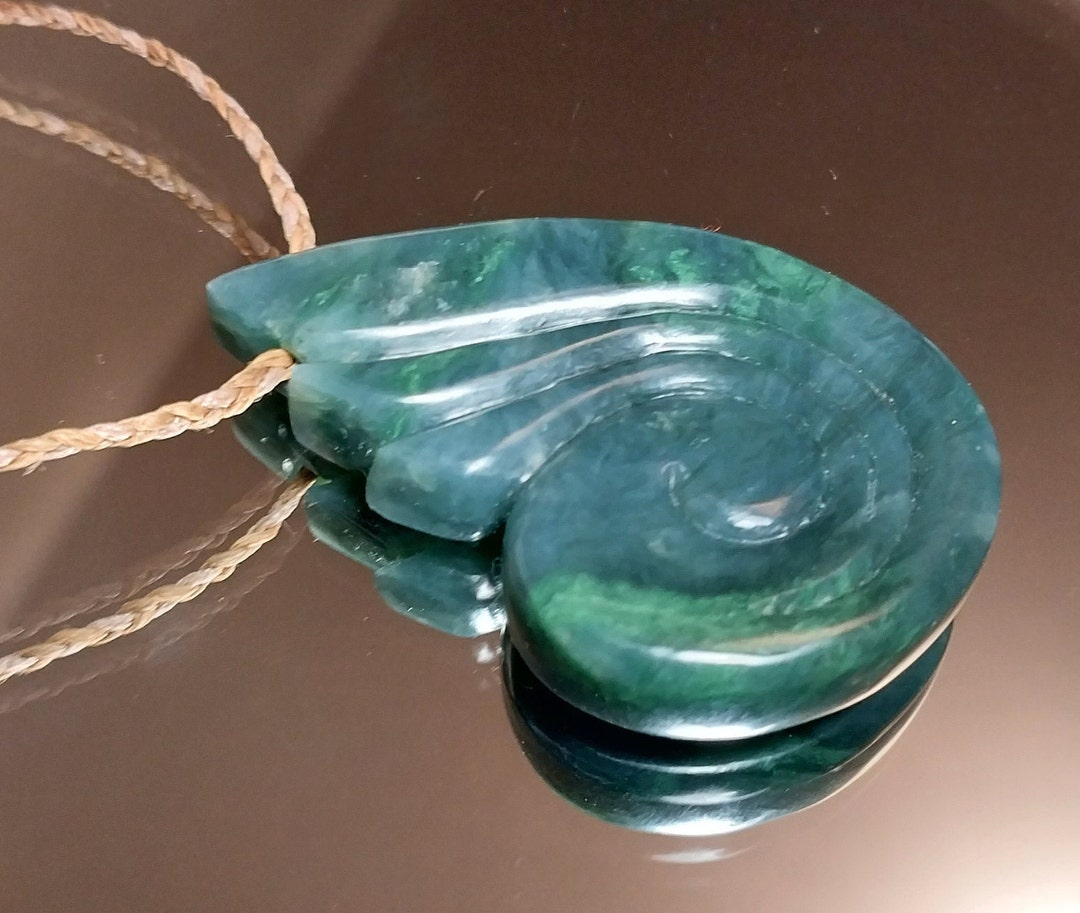 Hand Carved Blue Nephrite Jade Pendant. - Etsy