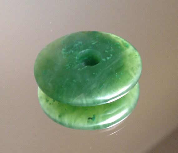 Hand Carved B.C. Apple Green Nephrite Jade Pi-disc Pendant. | Etsy