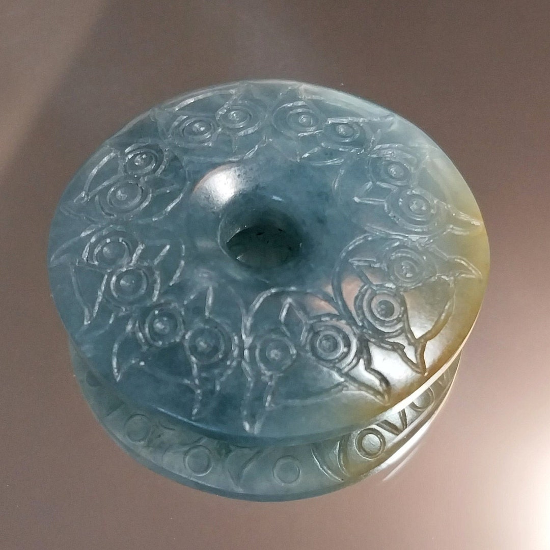 Hand Carved Blue Guatemalan Jadeite Pi-disc Pendant. - Etsy