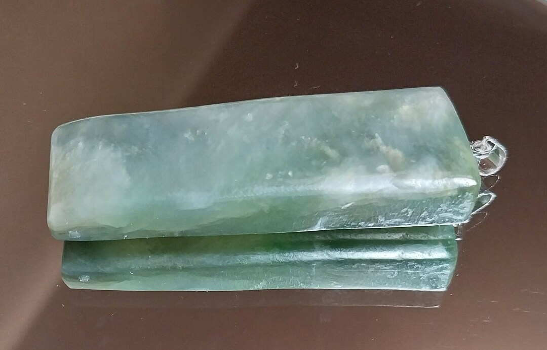 Hand Carved Chatoyant Nephrite Jade Pendant. 925 Sterling Silver Bail ...