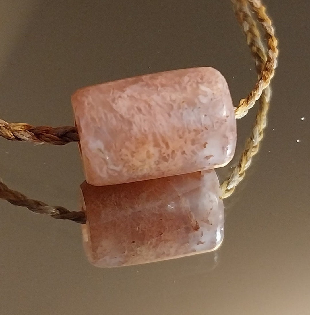 Hand Carved Pink Moss Agate Bead. - Etsy