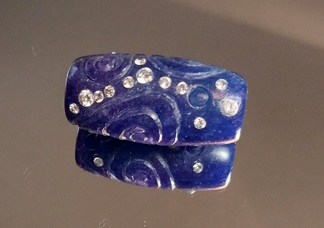 Hand Carved Sugilite Bead. Inlaid With Faceted Gemstones. - Etsy