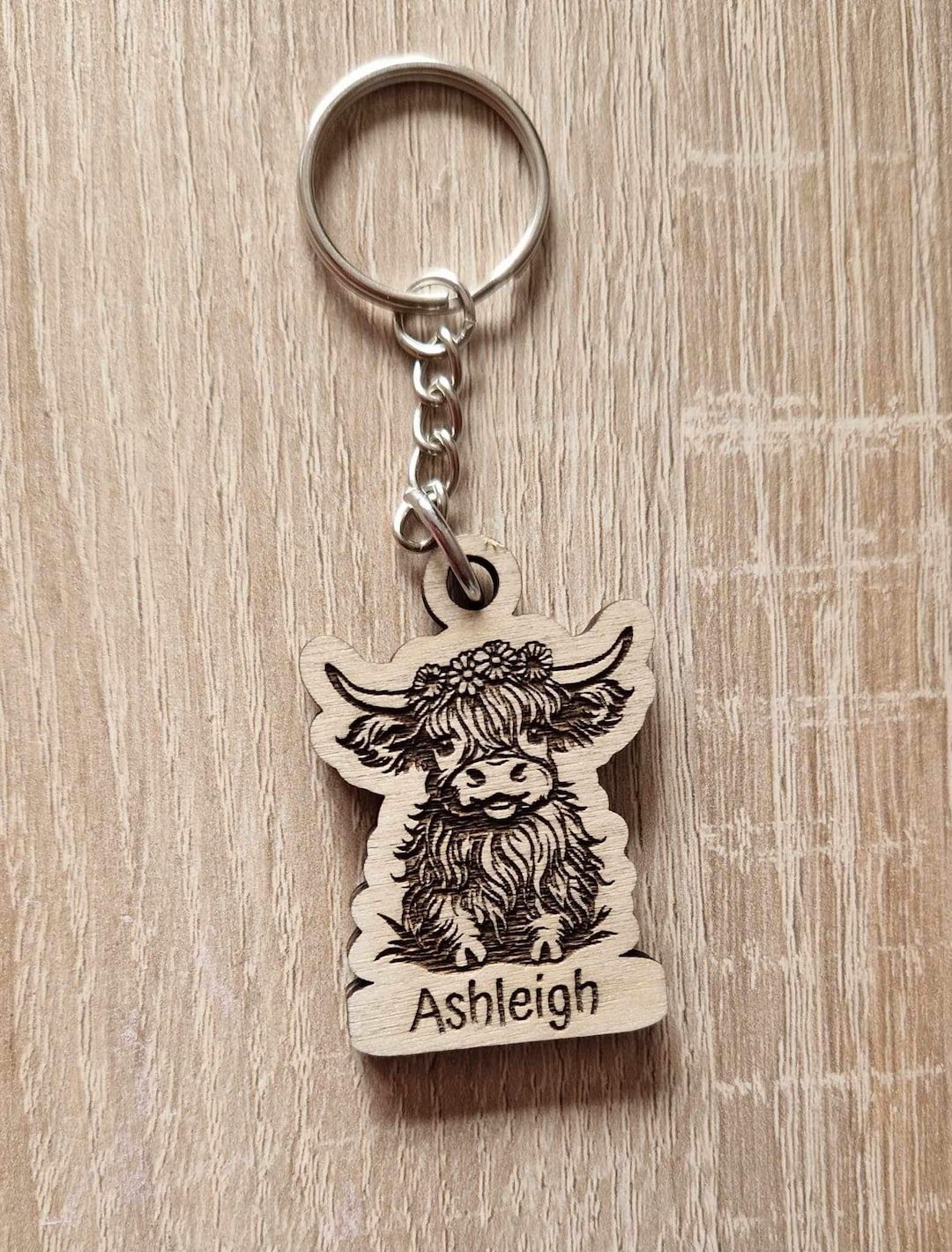 Highland Cow Keyring, Highland Cow Keychain, Personalised Keyring ...