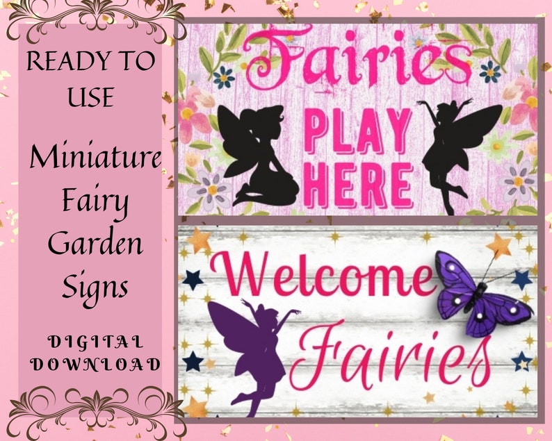 NEW! 2 Different Designs of Adorable Fairy Signs, Dollhouse, Fairy ...
