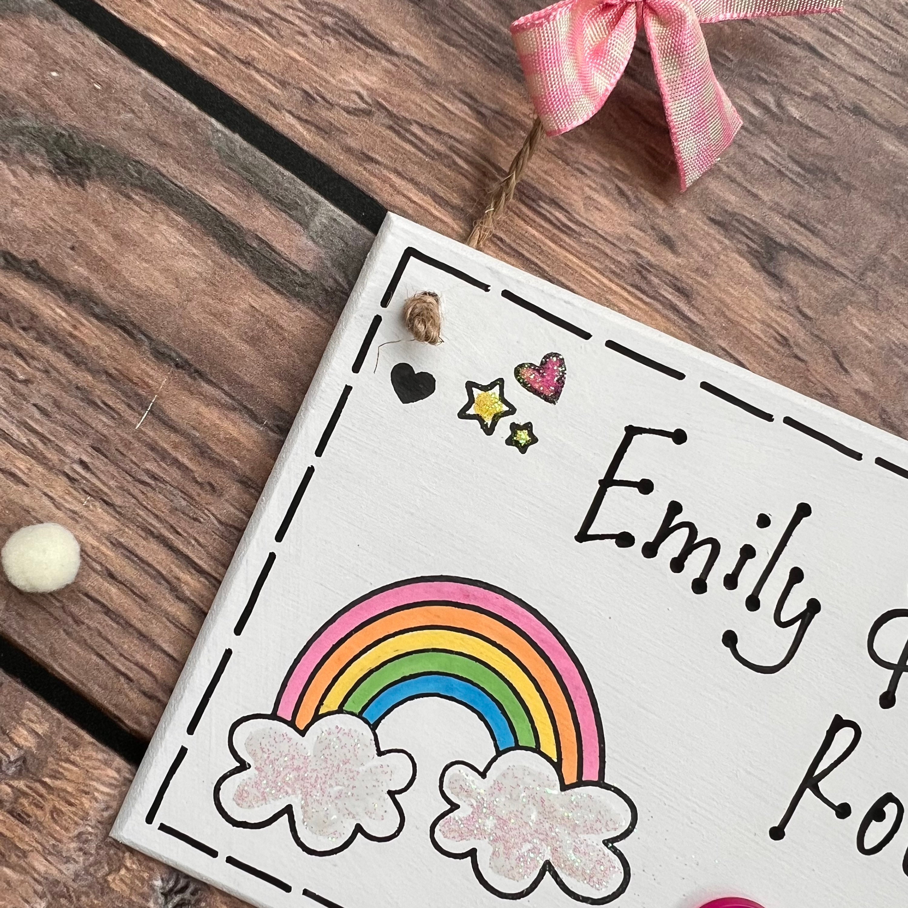 Personalised Twins Door Sign: Rocket Rainbow Sibling Decor - Etsy