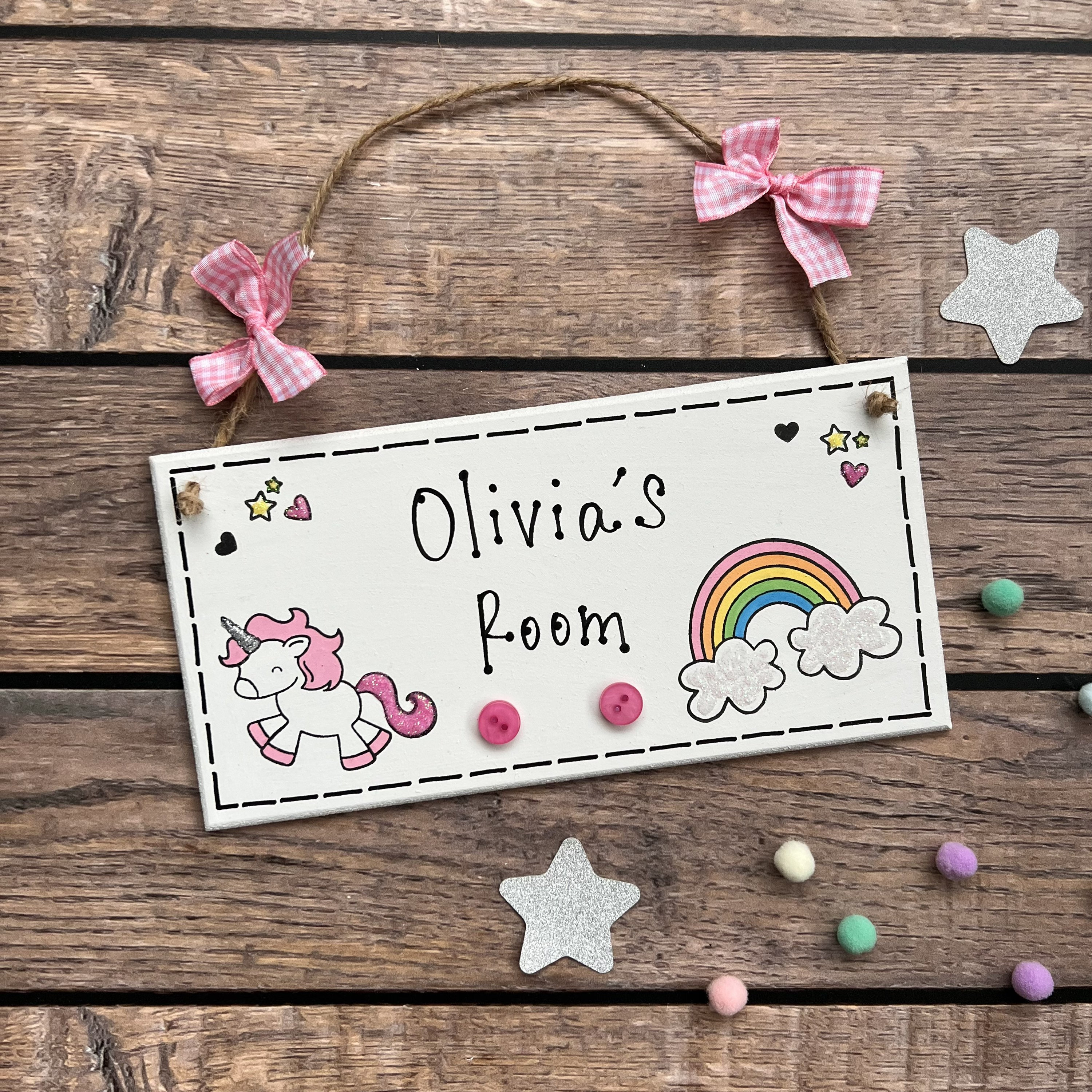 Personalized Girls Room Door Sign: Unicorn Rainbow Decor - Etsy