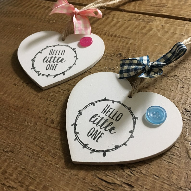 Baby Hamper Label Sign Plaque Tag Blue Pink Heart Hanging - Etsy