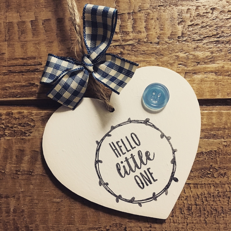 Baby Hamper Label Sign Plaque Tag Blue Pink Heart Hanging - Etsy