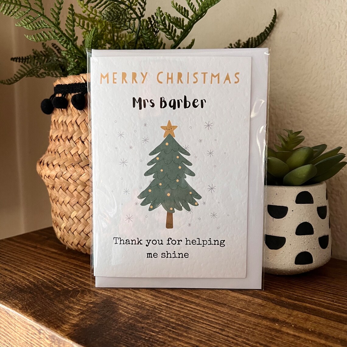 Christmas Card for Teacher,teacher Christmas Card, Teacher Thank You ...