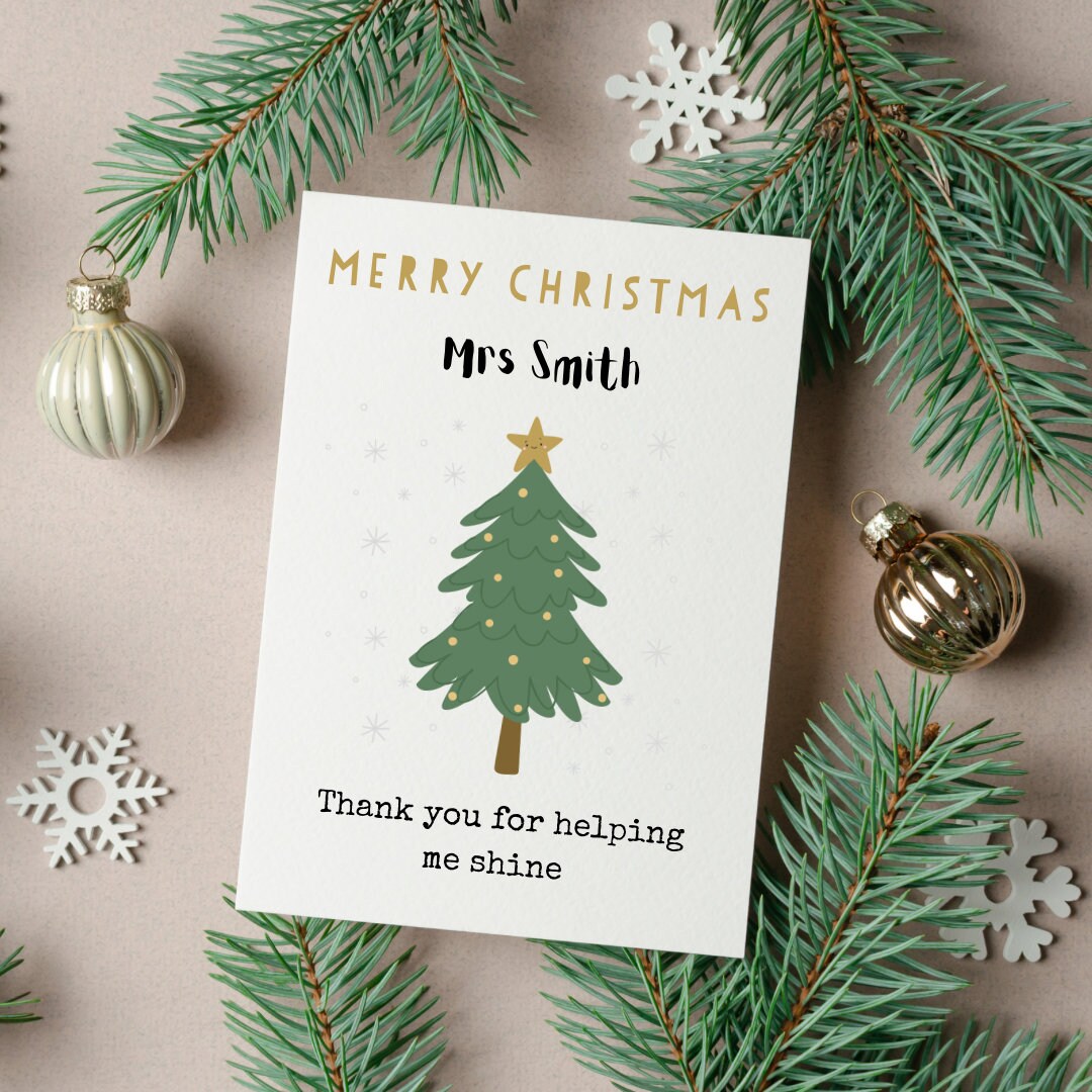 Christmas Card for Teacher,teacher Christmas Card, Teacher Thank You ...