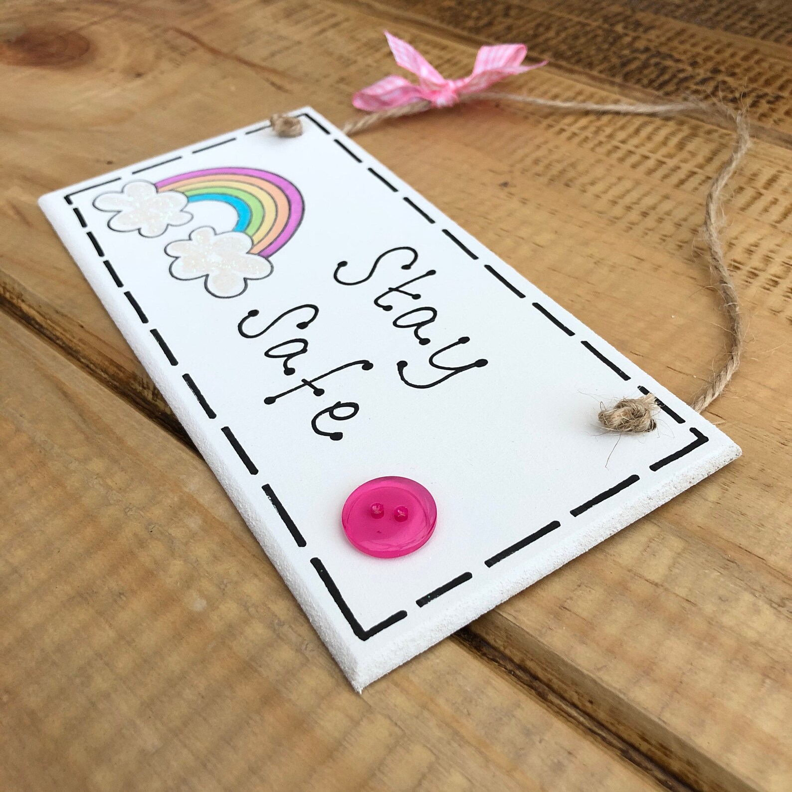 Stay Safe Rainbow Gifts Plaque Sign Children's Name | Etsy