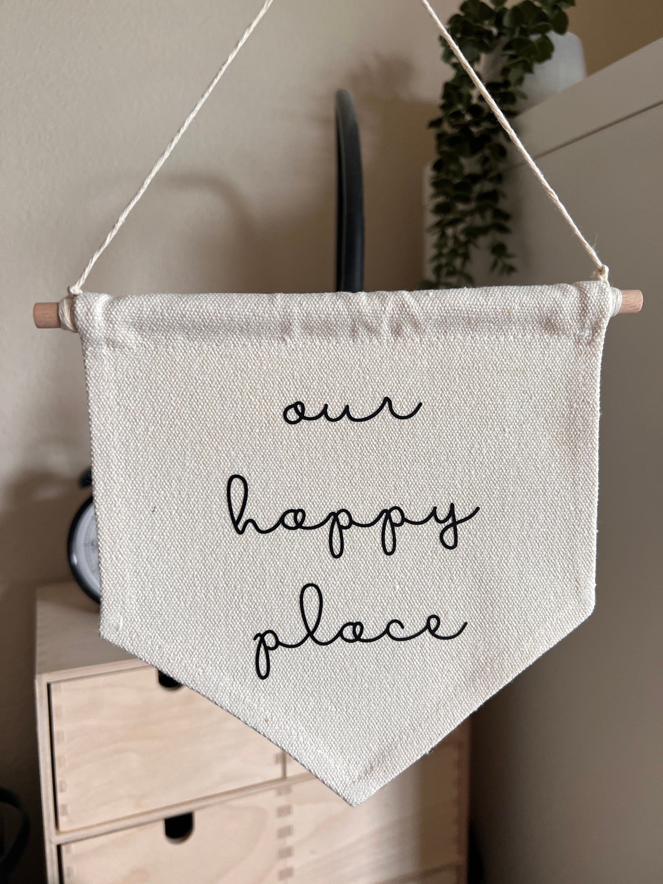 Handmade 'our Happy Place' Canvas Banner - New Home Gift - Etsy