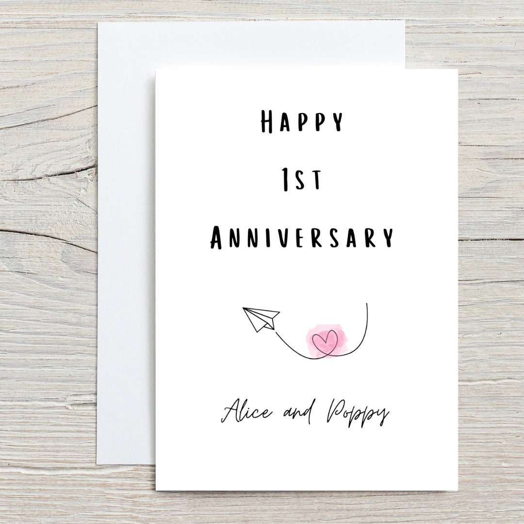 One Year Paper Anniversary Card Personalised A6 Couple Paper Wedding ...