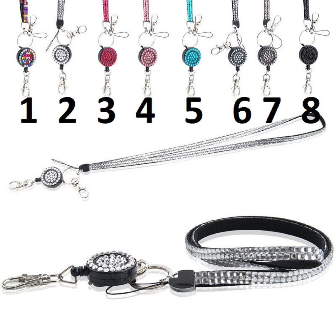 Lanyard Neck Strap Id Card Badge Holder Retractable Reel Yoyo Diamante ...