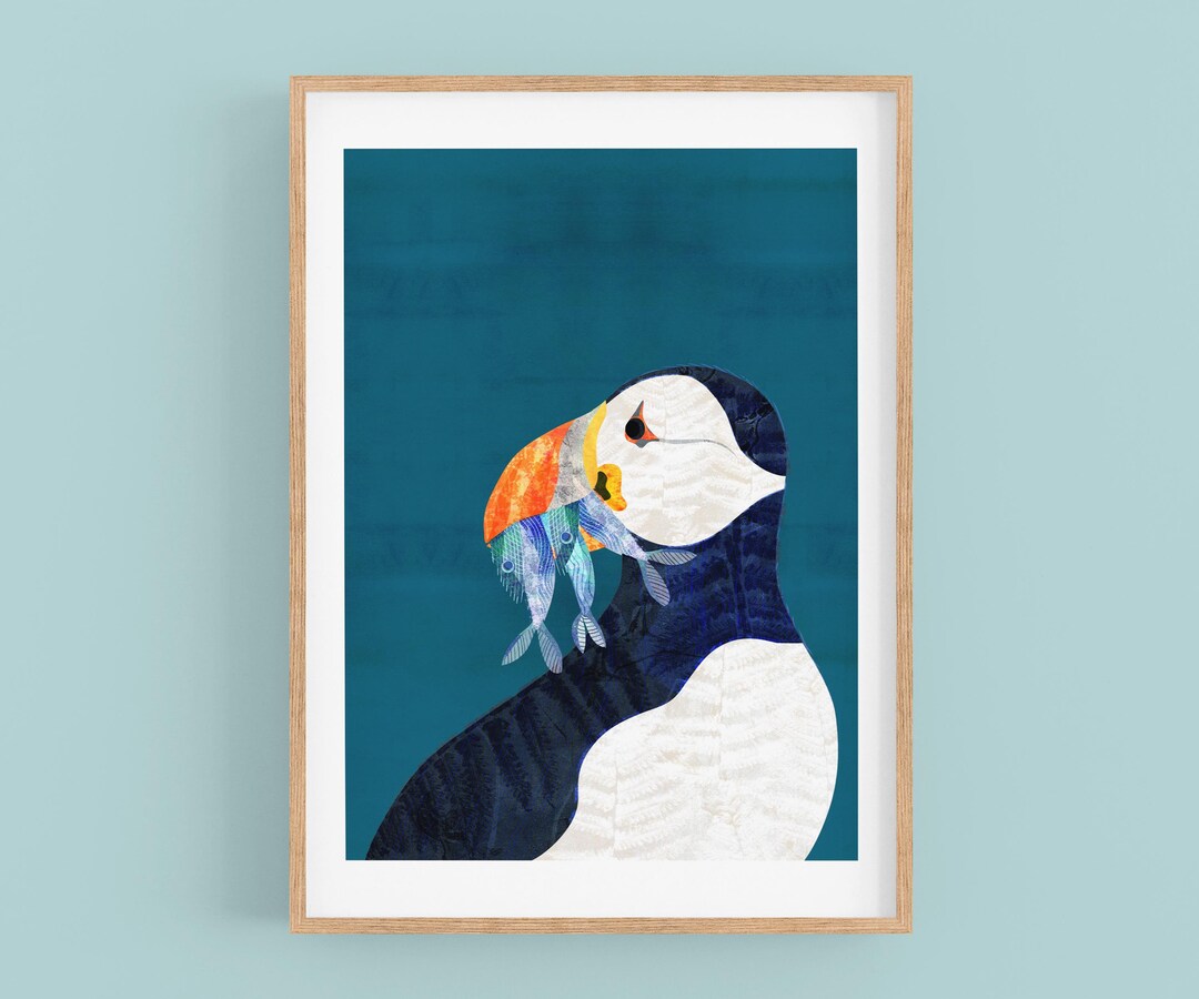 Puffin Bird Art Print: Textured Organic Ink Illustration - Etsy UK