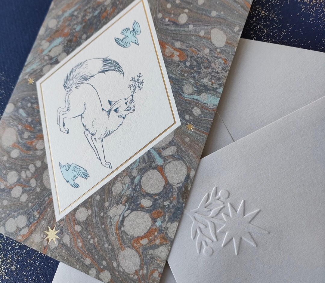 Fox - Foiled Greeting Card - Winter / Christmas / Yule / New Year ...