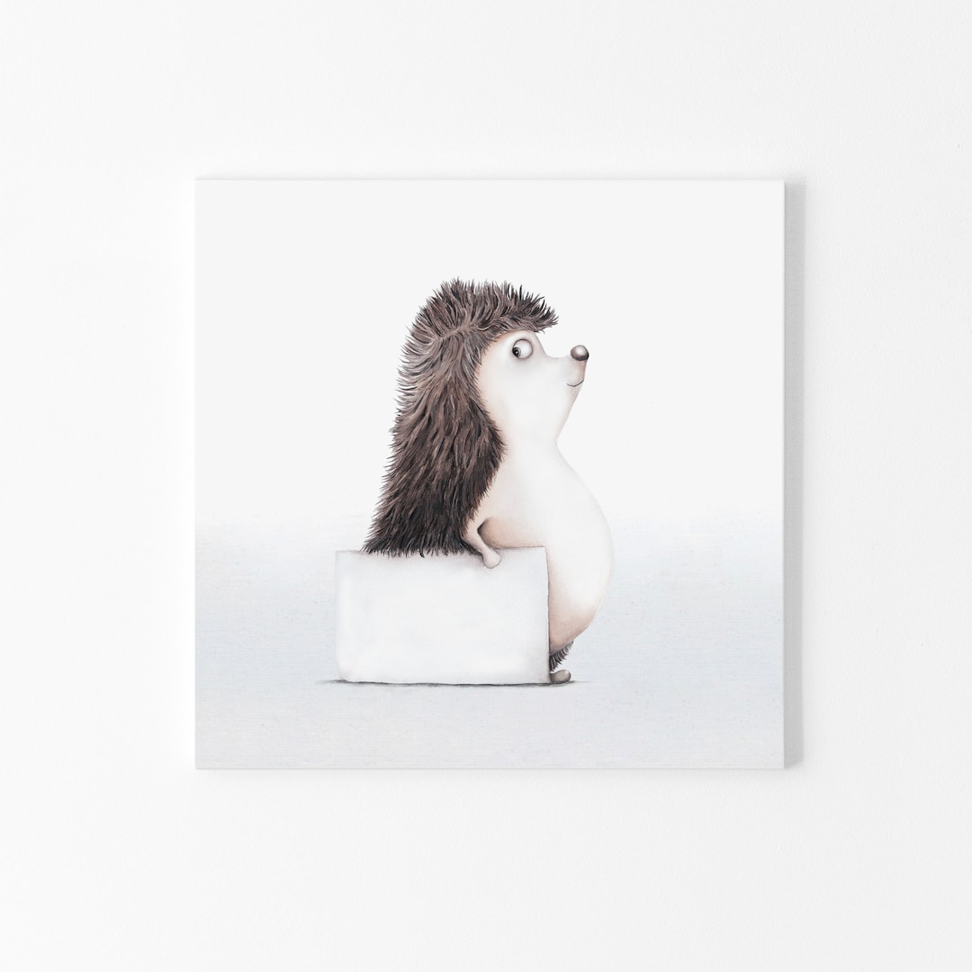Hedgehog Wall Art, Woodland Wall Art, Hedgehog Print on Canvas, Nursery ...