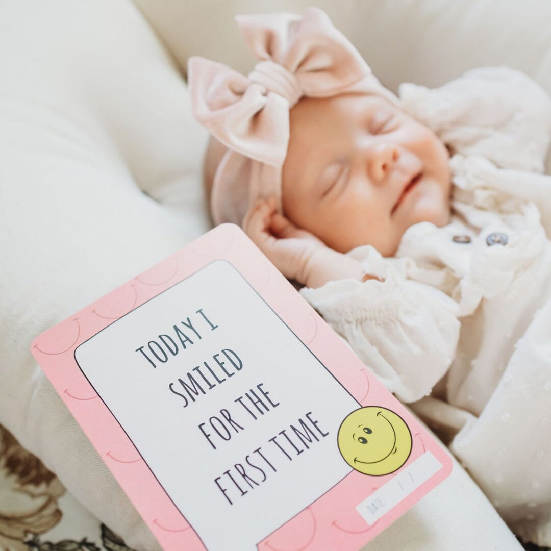 Newborn Baby Girl Milestone Card Gift Set- Baby Shower Gift, Includes ...
