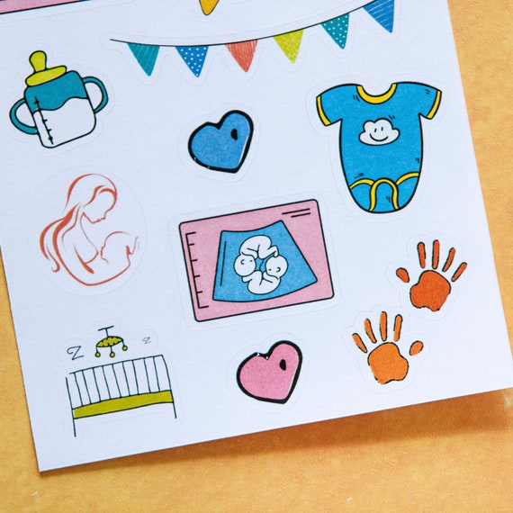 Materials Pregnancy Daily Journal Sticker Pack Pastel Color Functional ...