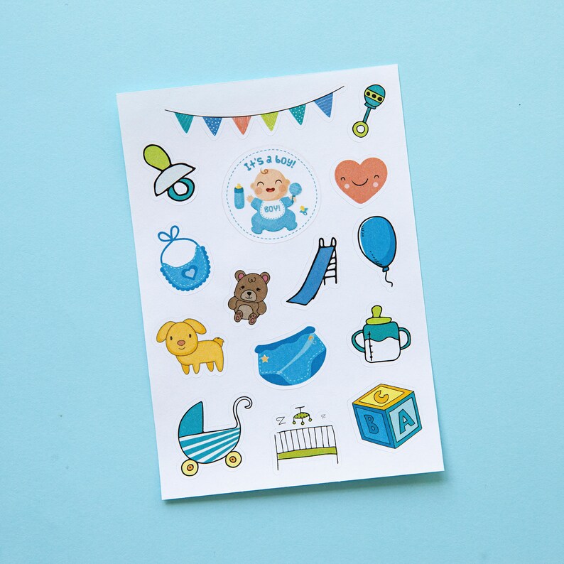 Baby Boy Sticker Sheets for Scrapbooking and Journaling 47 | Etsy