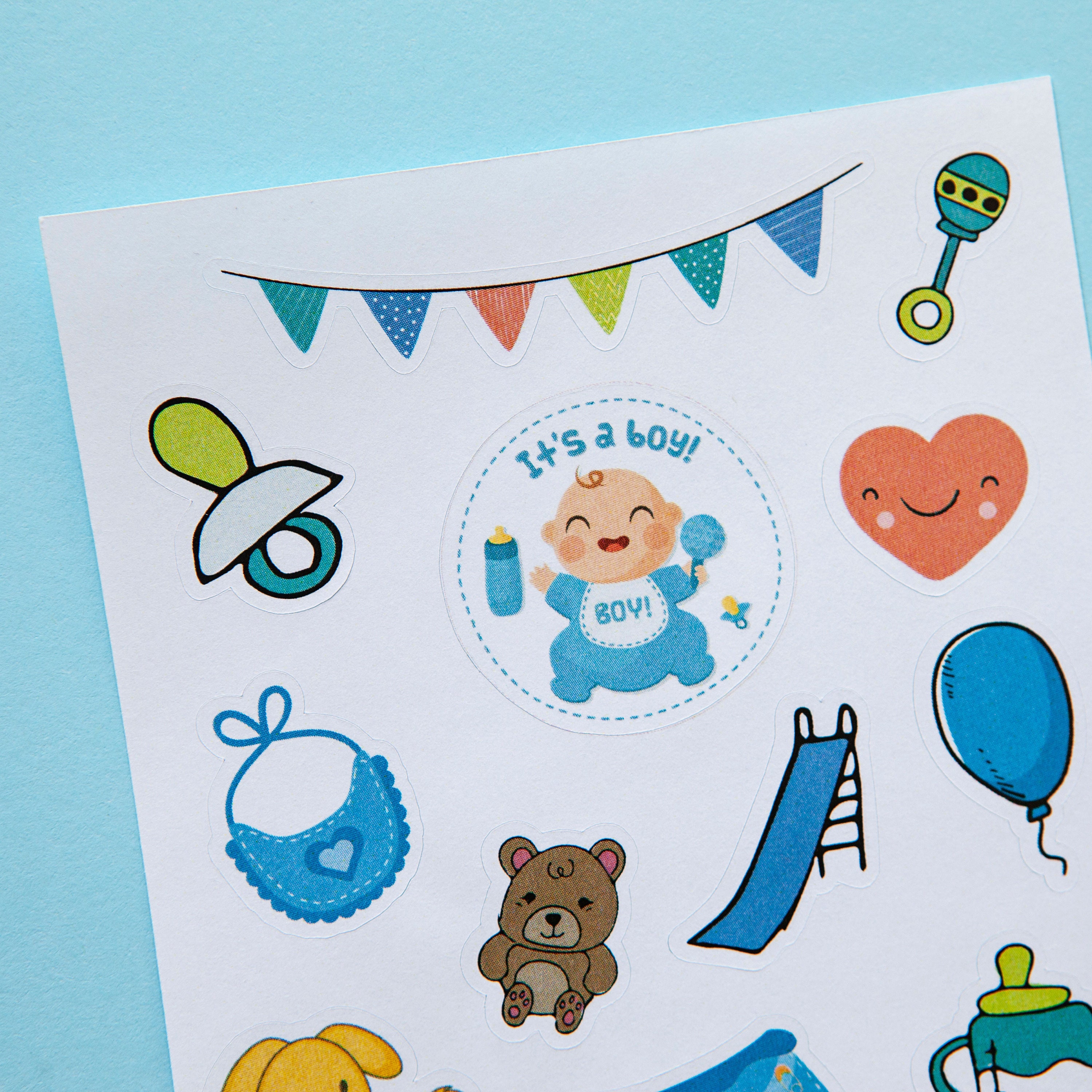 Baby Boy Sticker Sheets for Scrapbooking and Journaling, 47 Pcs Newborn ...