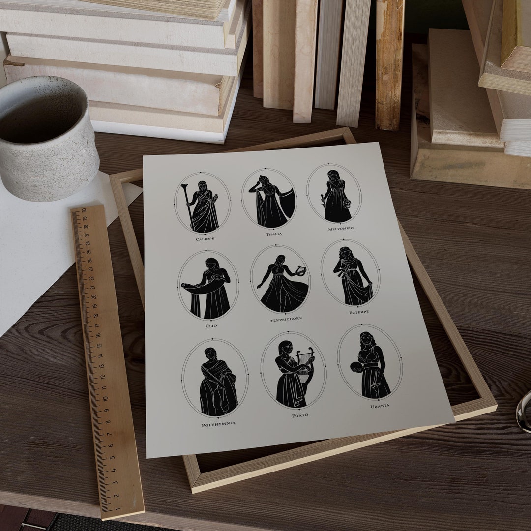 The Nine Greek Muses Art Printable | Greek Mythology Wall Art | Ancient ...