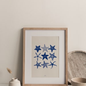 Blue Starfish Print, Nautical Art Printable, Coastal Aesthetic Wall Art ...