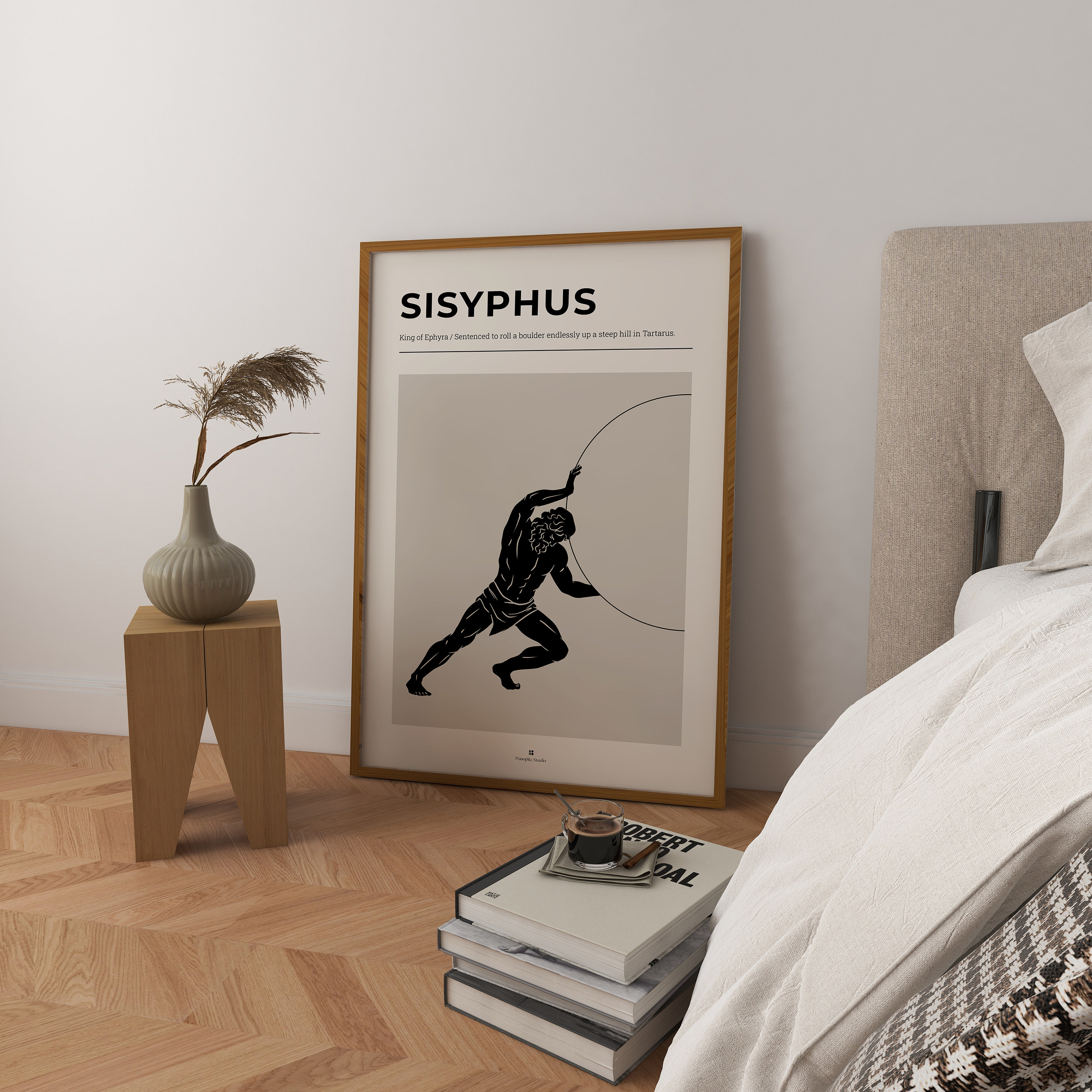 Sisyphus Myth Art Printable Black Silhouette Greek Mythology - Etsy