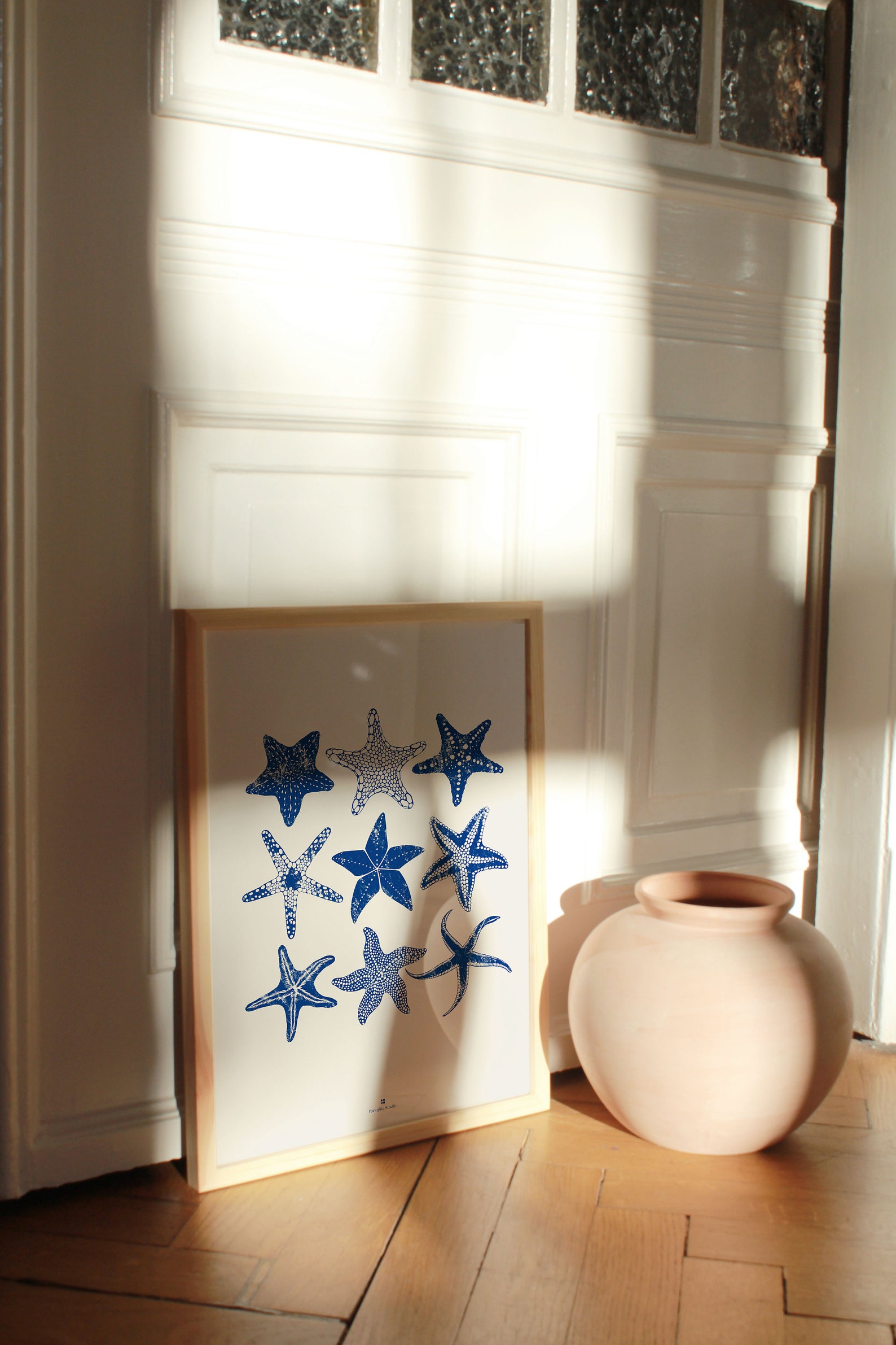 Blue Starfish Print, Nautical Art Printable, Coastal Aesthetic Wall Art ...