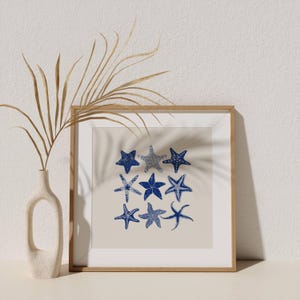 Blue Starfish Print | Nautical Art Printable | Coastal Aesthetic Wall ...