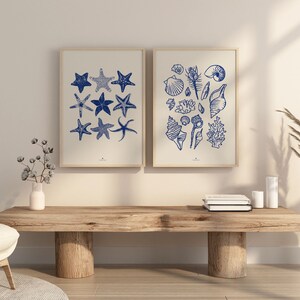 Blue Starfish Print, Nautical Art Printable, Coastal Aesthetic Wall Art ...