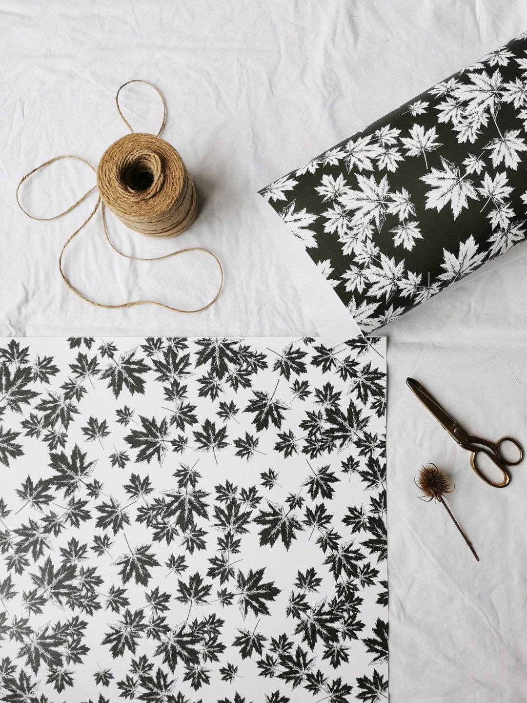Recyclable Green Botanical Wrapping Paper | Leaf Design Eco Wrapping ...
